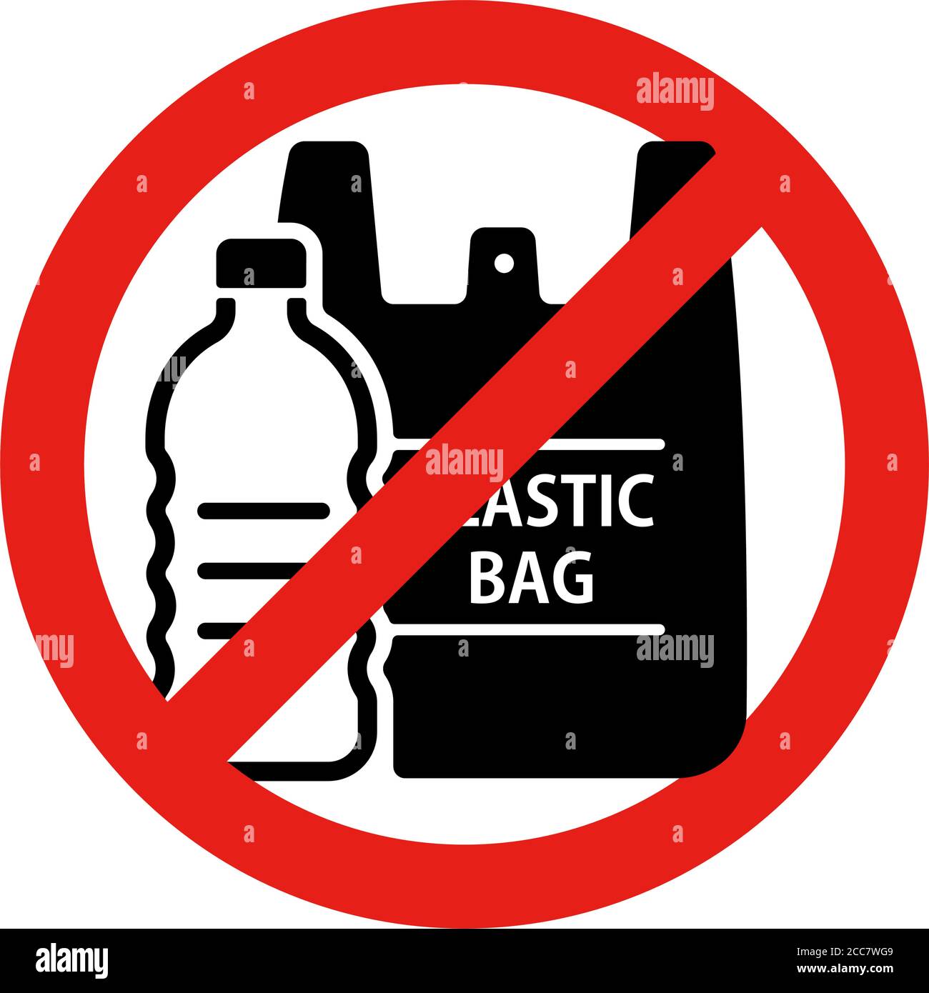Plastic waste (palstic pollustion) vector icon illustration (forbidden ...