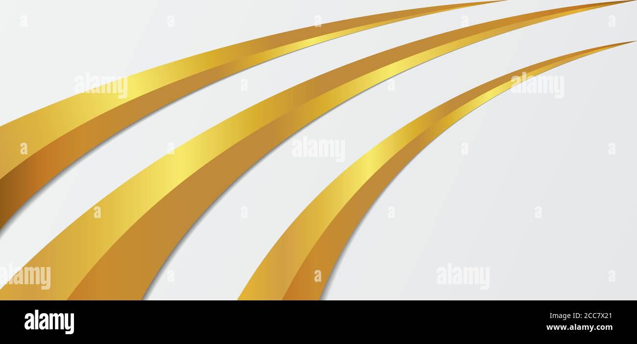 Luxury gold metallic line curve overlap layer design white background ...