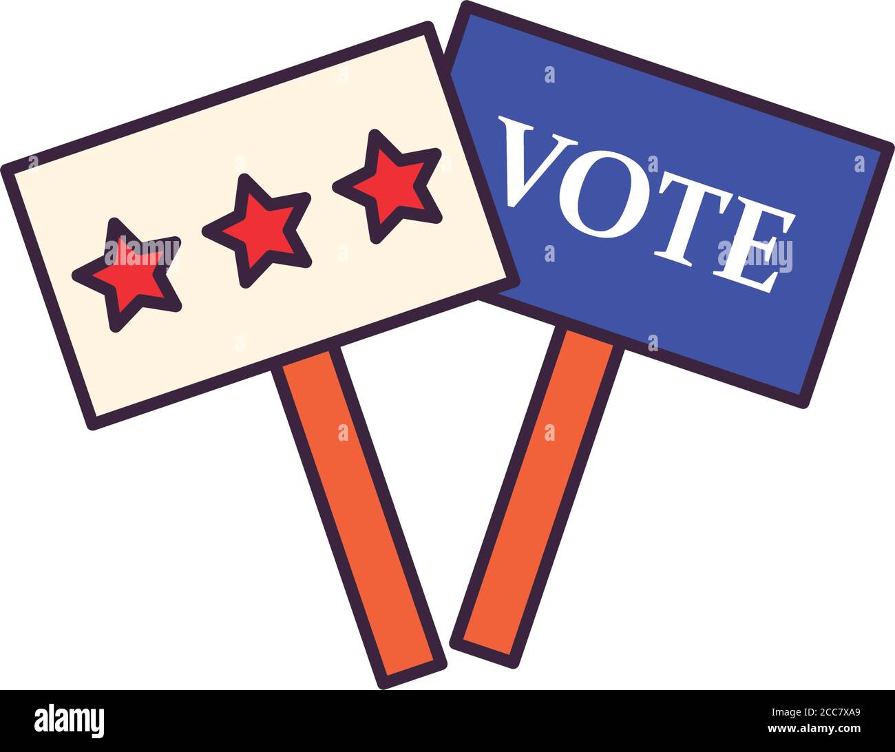 Usa vote banners line and fill style icon design, United states america ...