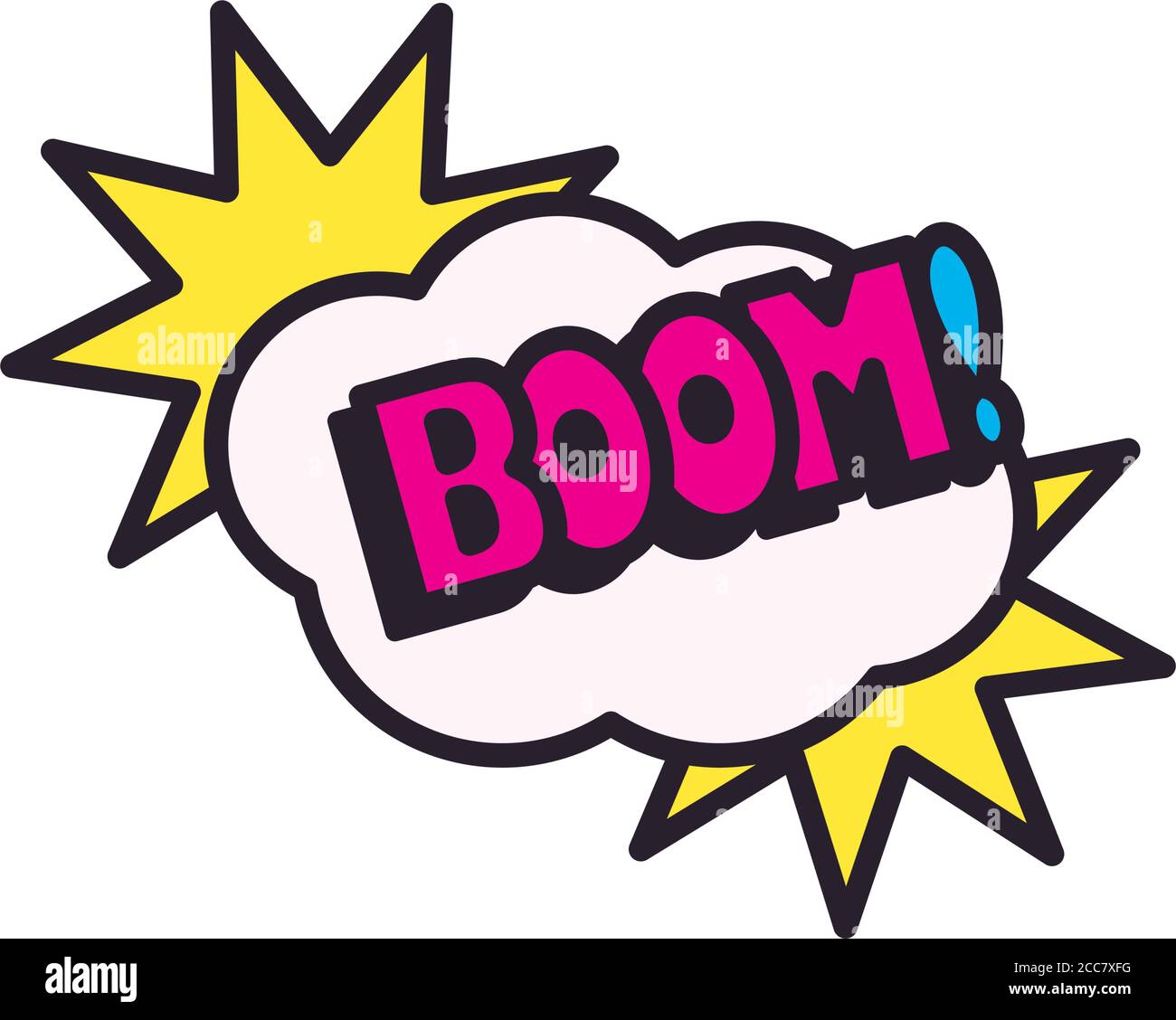 boom explosion bubble line and fill style icon design of pop art retro ...