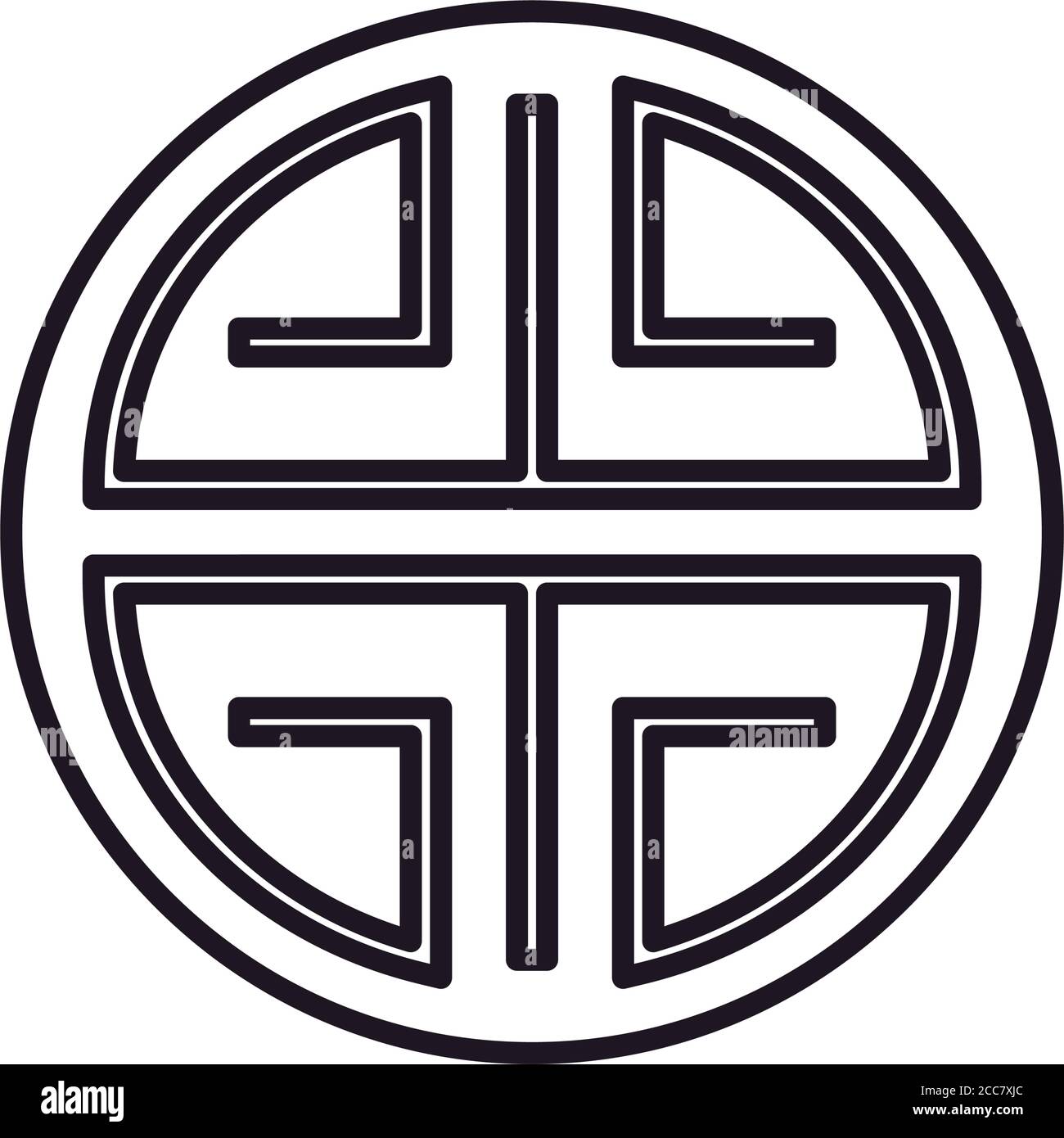 Chinese seal stamp line style icon design, China culture asia and ...