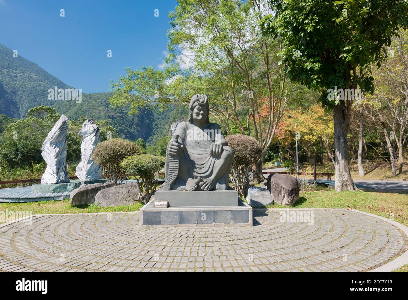Hualien, Taiwan - Statue of Taroko people at Taroko National Park ...