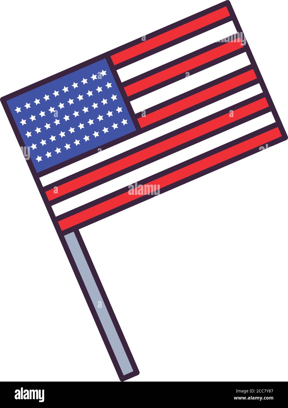 usa flag line and fill style icon design, United states america ...