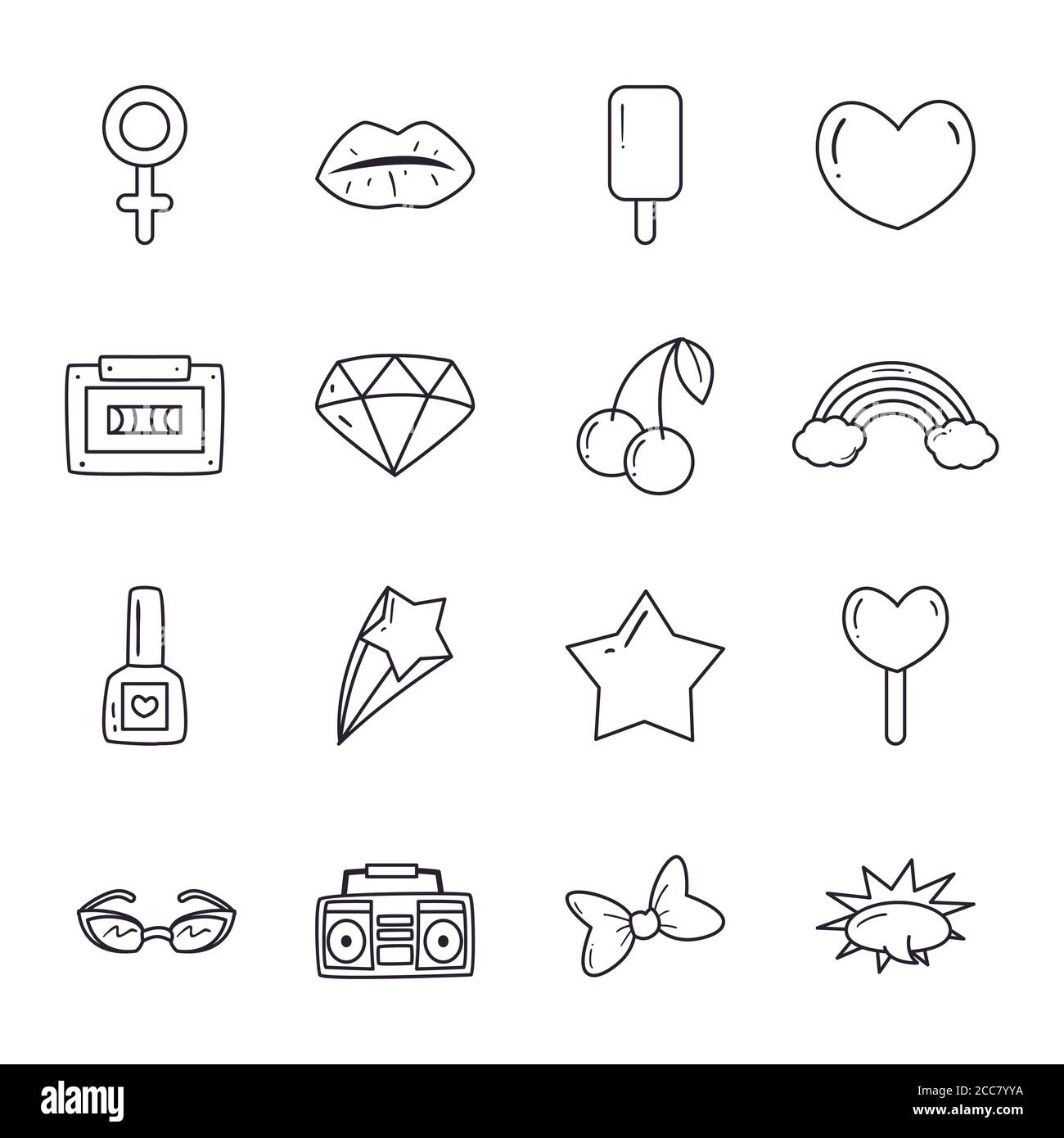 line style icons collection design of pop art retro and comic theme ...
