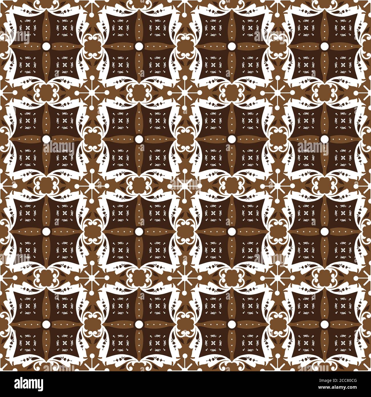 Unique flower motifs on Javanese batik with modern white brown color ...