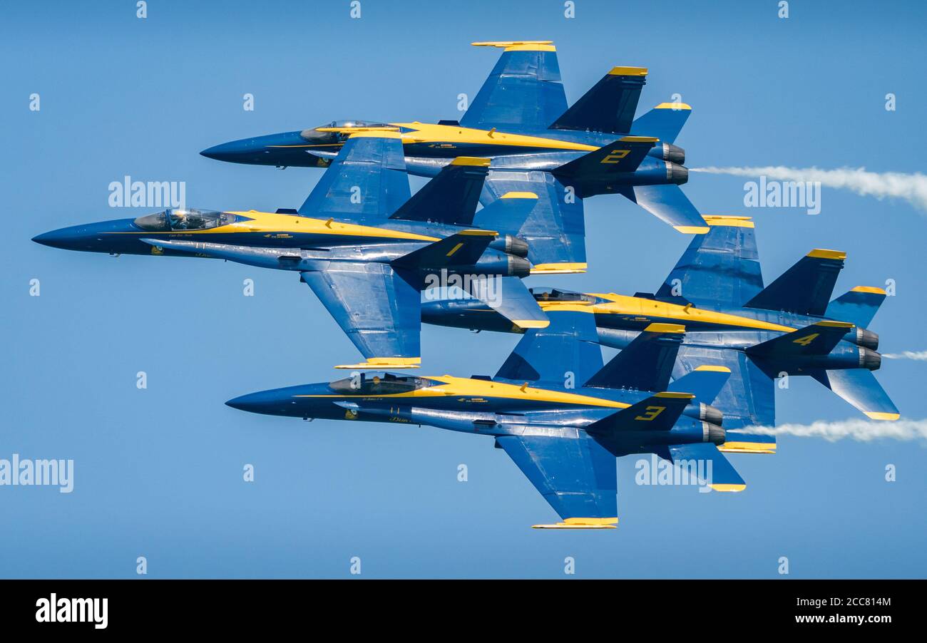 The amazing Blue Angels put on a great air show demonstration Stock ...
