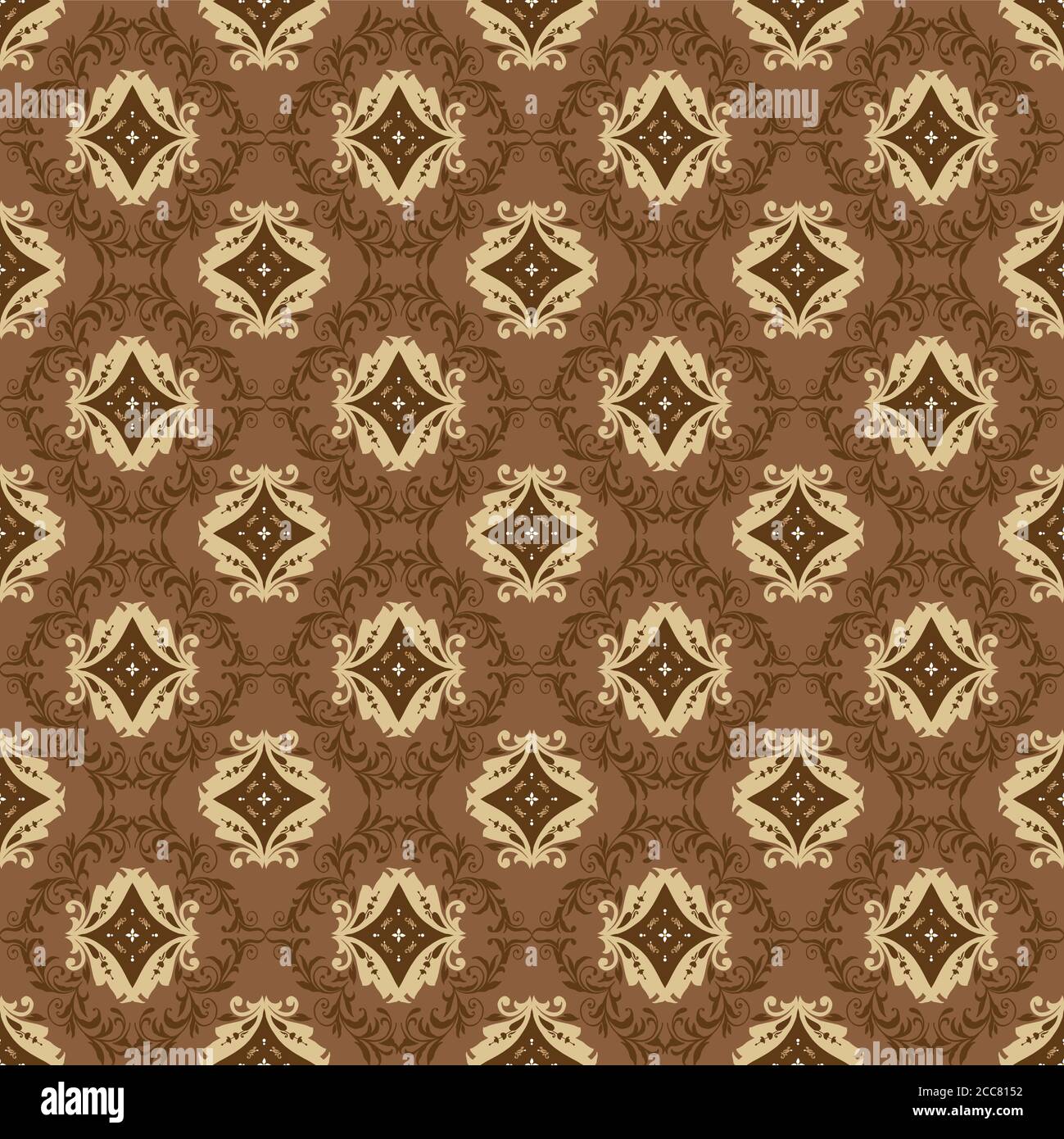 Elegance flower motifs on Traditional Java batik design with soft mocca ...