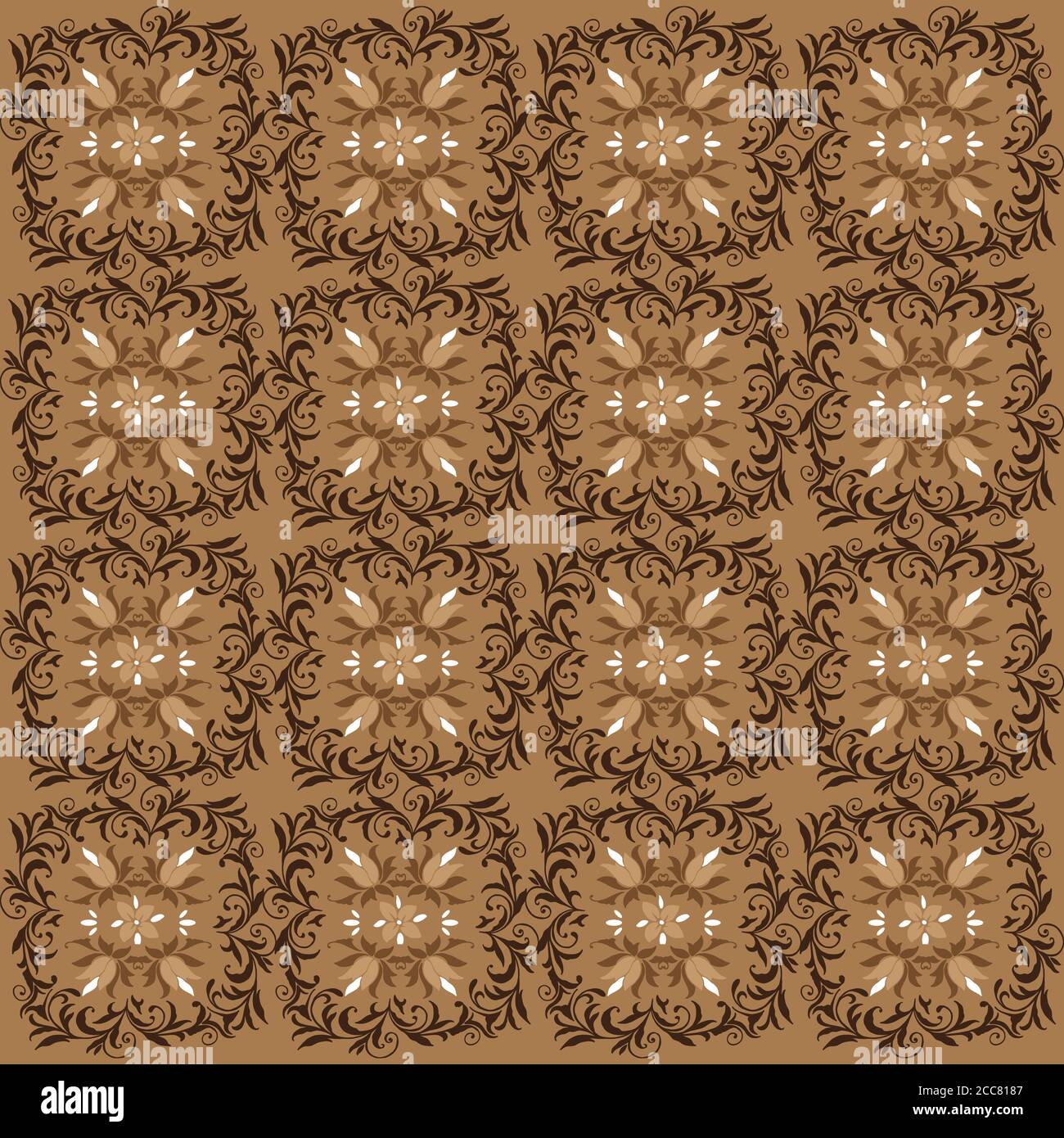 Beautiful flower pattern on Jogja batik with seamless brown color ...