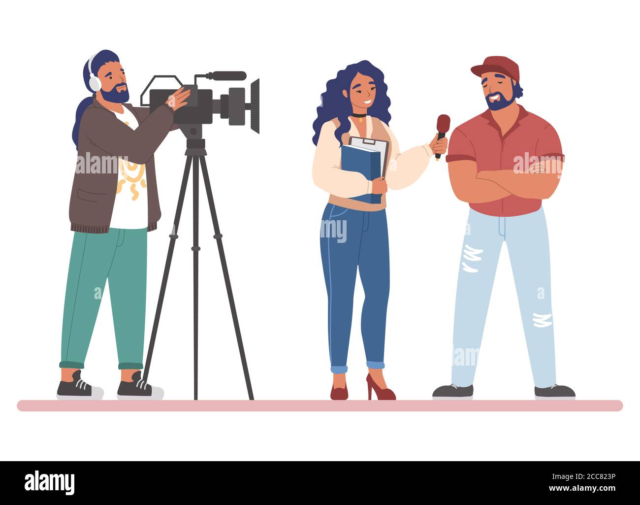 Female reporter street microphone Stock Vector Images - Alamy