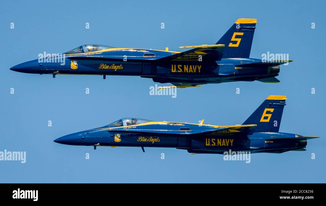 The amazing Blue Angels put on a great air show demonstration Stock ...