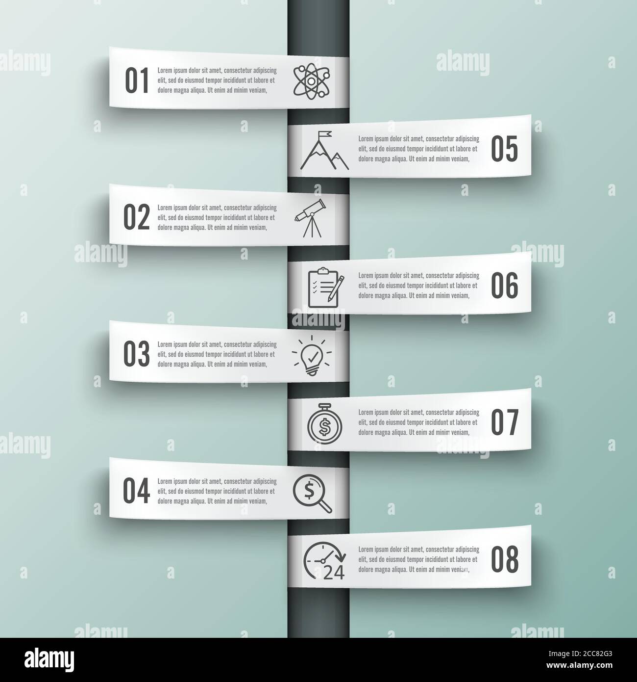 Vector infographic template with 3D paper label, integrated circles ...