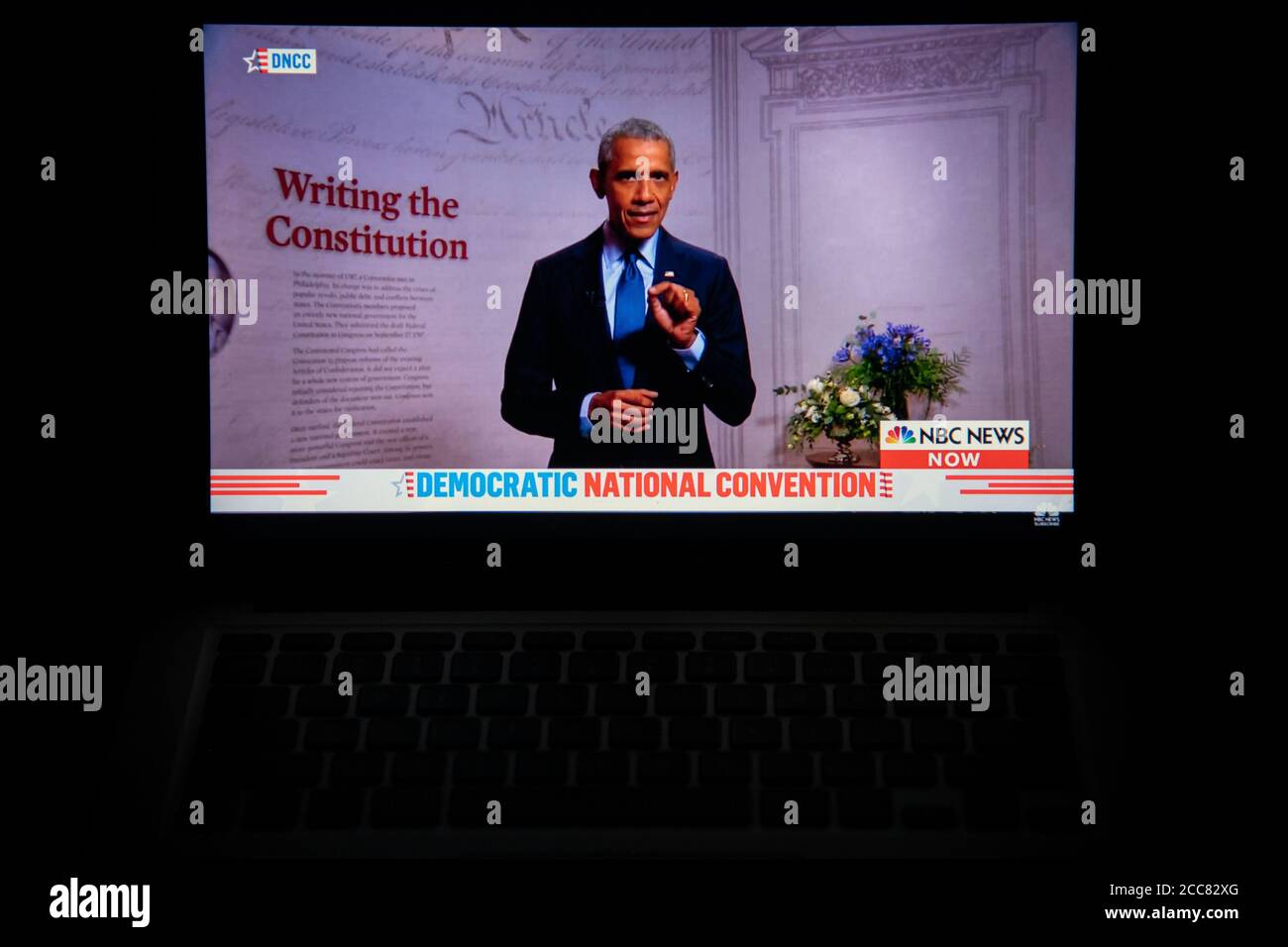 Washington DC, USA. 19th Aug 2020. A photo illustration of a laptop ...