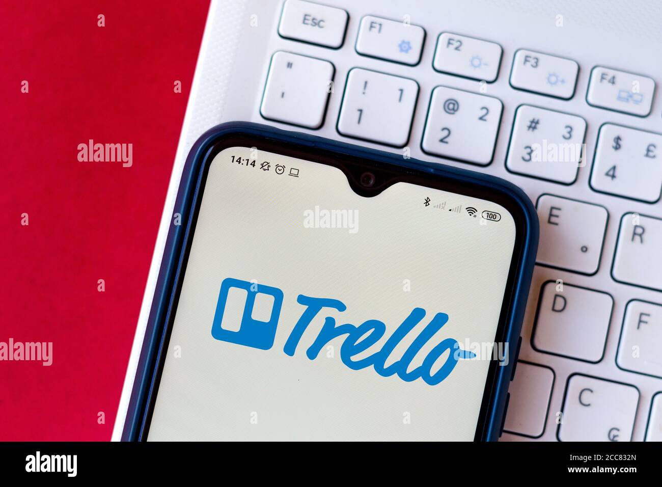 In this photo illustration the Trello logo seen displayed on a ...