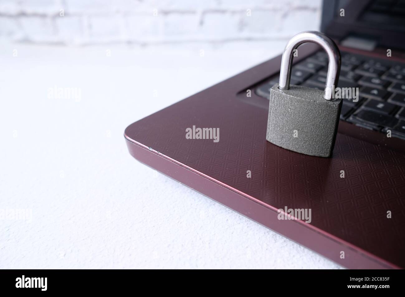 internet safety concept with padlocked on laptop keyboard Stock Photo ...