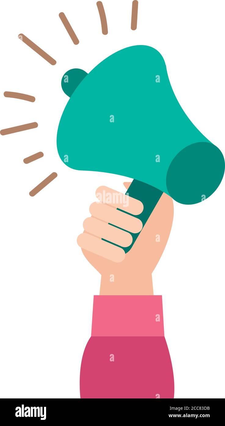 hand with megaphone protest flat style icon vector illustration design ...