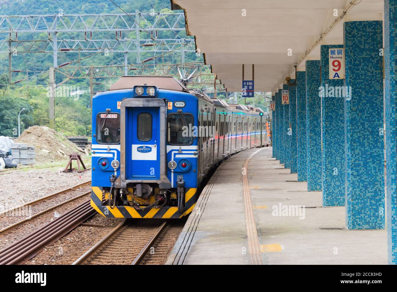 New Taipei City, Taiwan - EMU500 at Houtong railway station in Ruifang ...