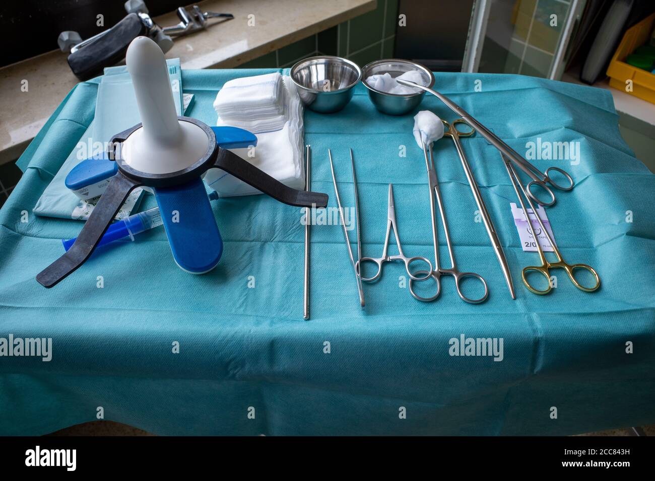 an operating table is prepared for a proctological operation Stock ...