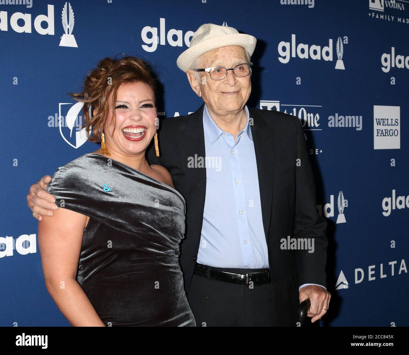 LOS ANGELES - APR 12: Justina Machado, Norman Lear at GLAAD Media ...