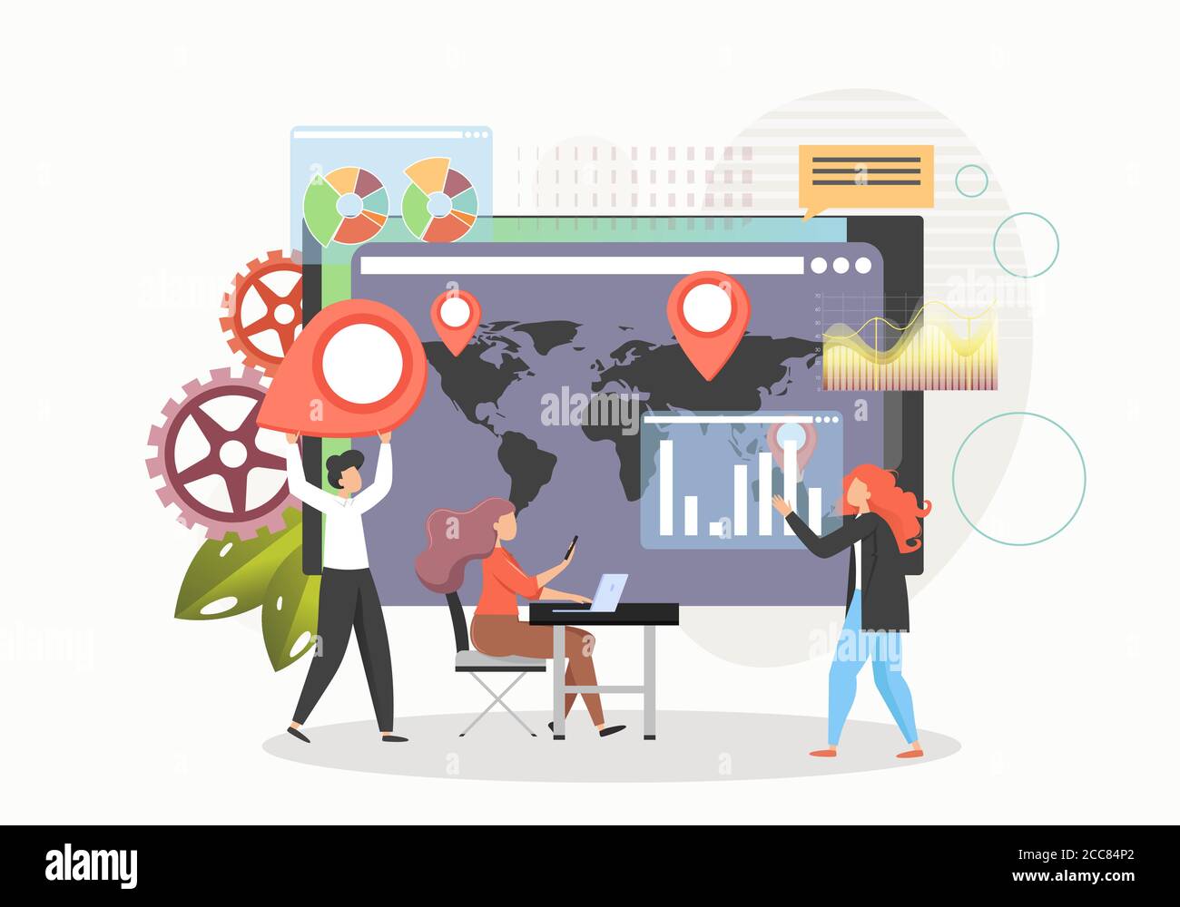 Statistical analysts professional team analysing statistics data charts ...