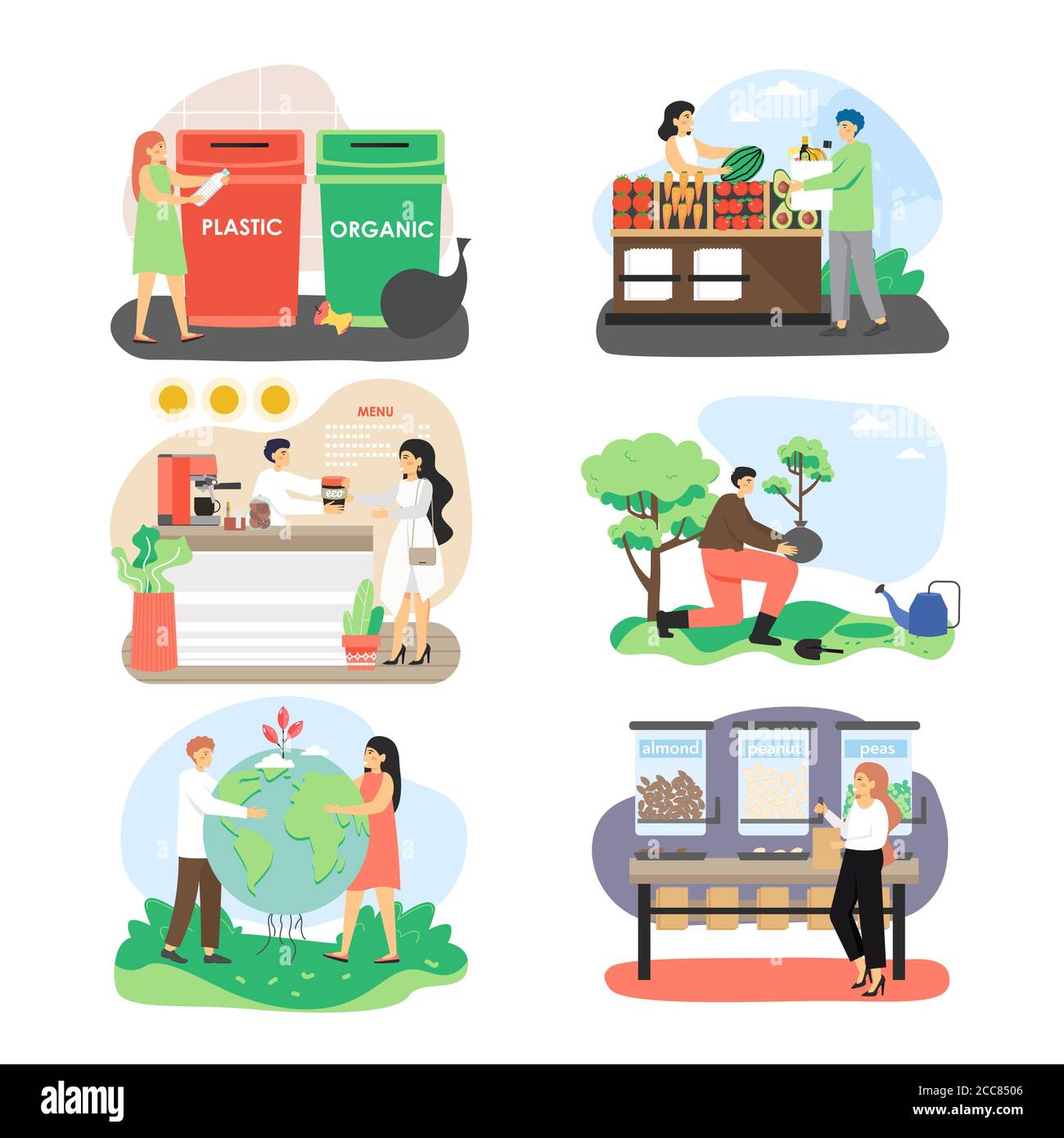 Ecologist, male and female character set, flat vector isolated ...