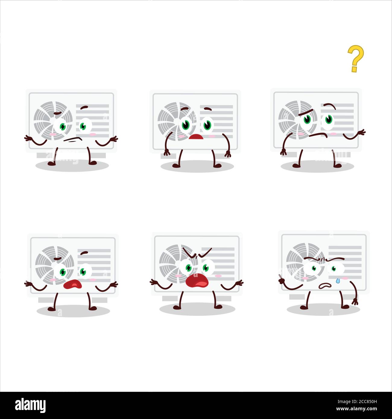 Cartoon character of air conditioner outdoor with what expression Stock ...