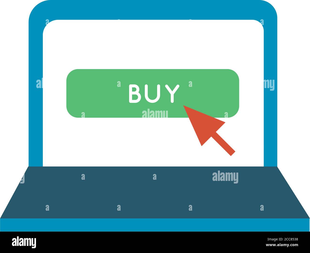laptop with buy button line and fill style icon vector illustration ...