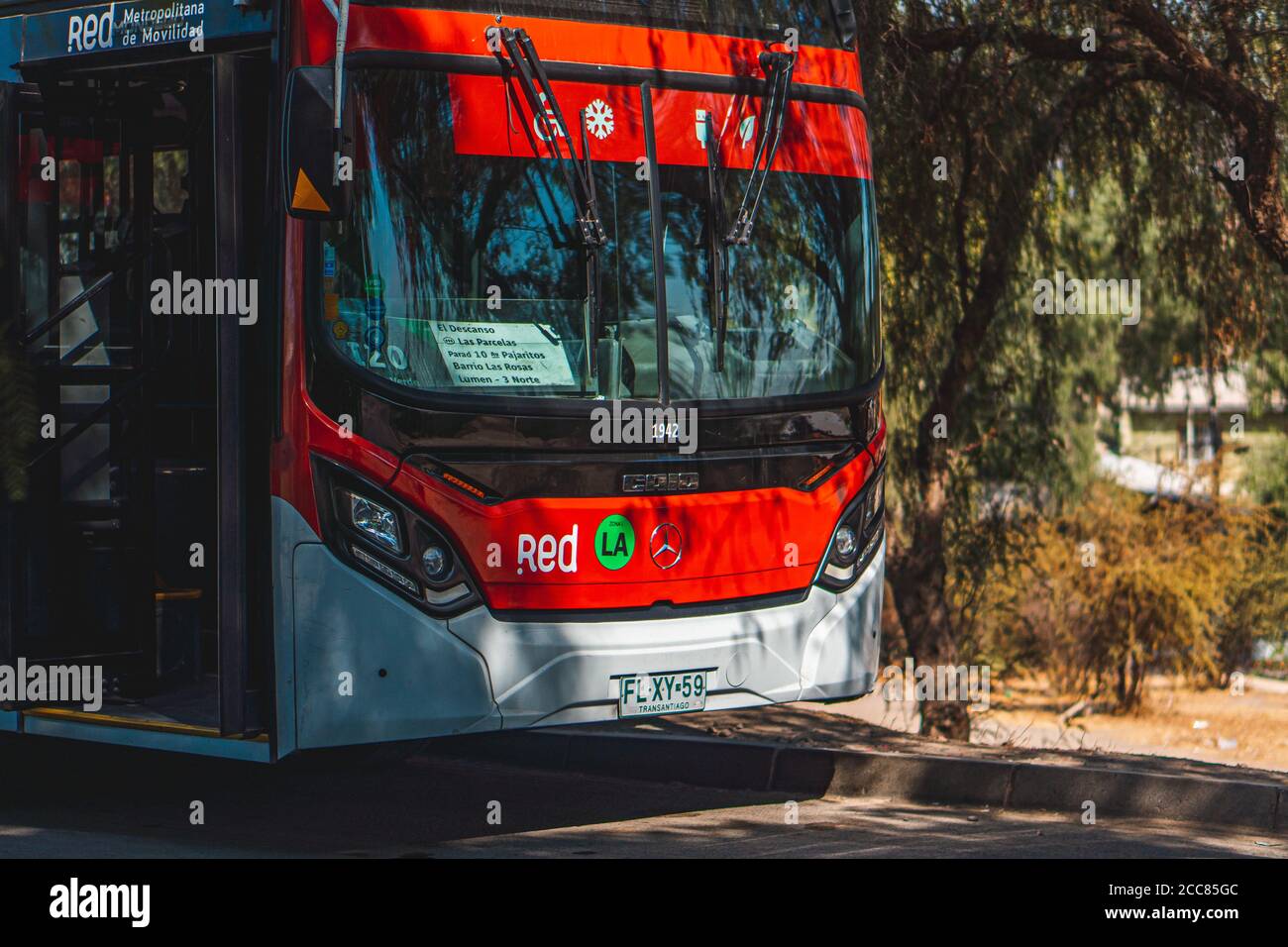 SANTIAGO, CHILE - FEBRUARY 2020: A Transantiago / Red Movilidad bus in ...