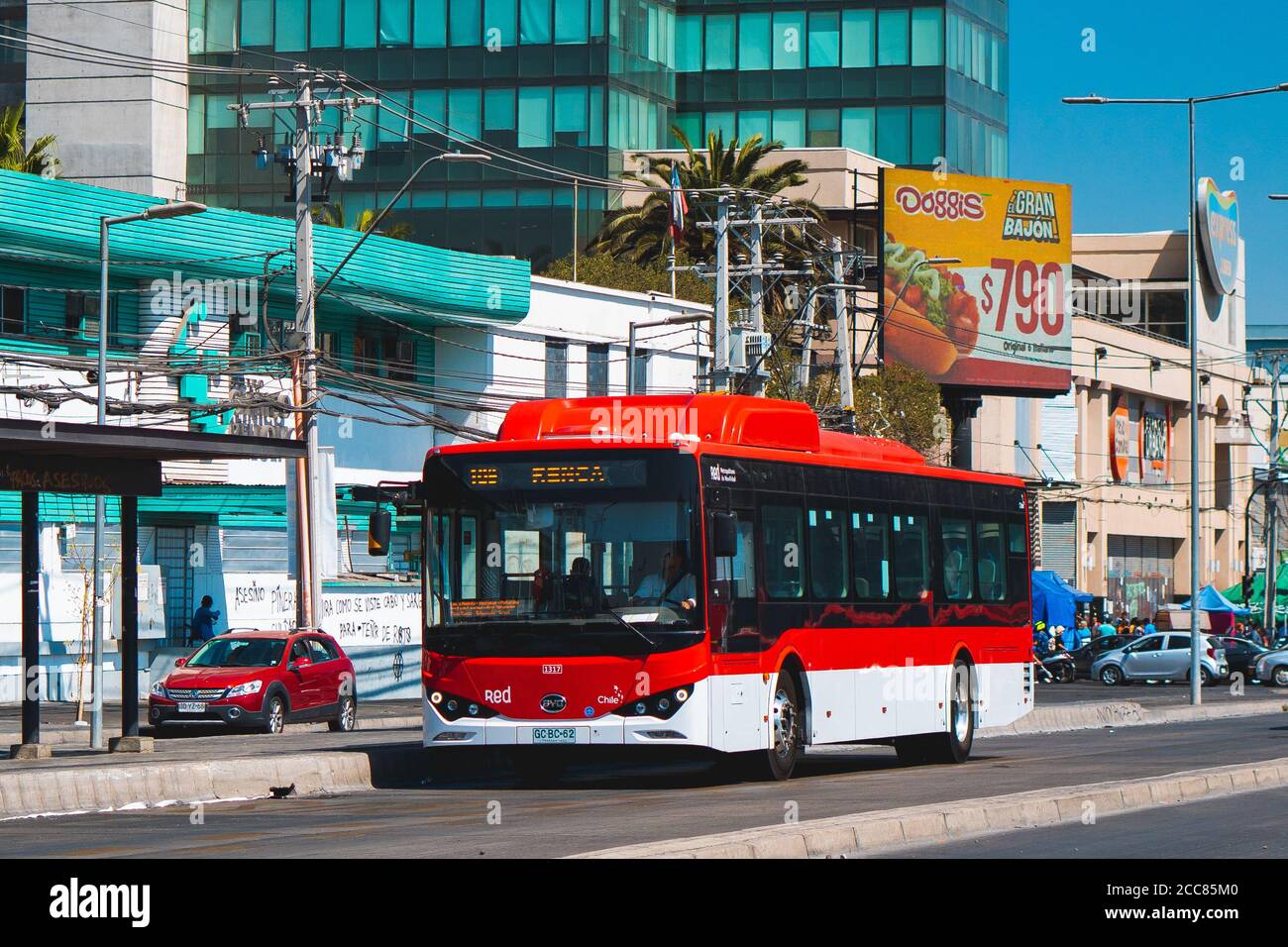 SANTIAGO, CHILE - MARCH 2020: A Transantiago - Red Movilidad bus in ...