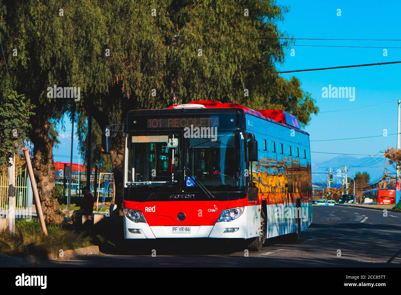 Santiago, Chile - August 2020: A Transantiago / Red Movilidad bus in ...