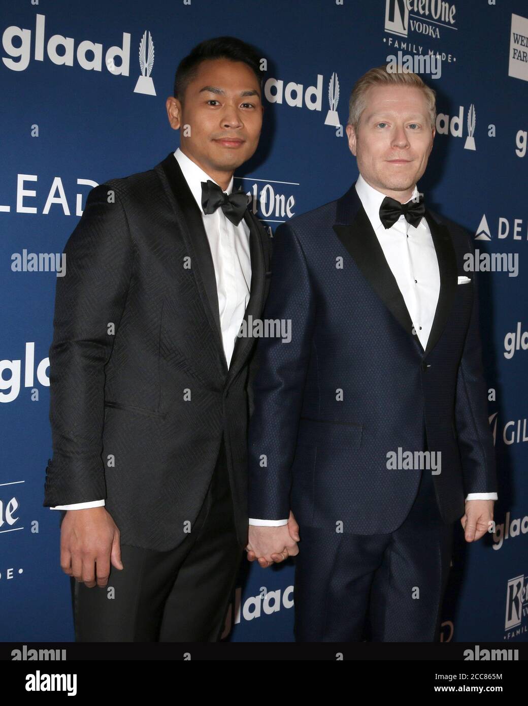 LOS ANGELES - APR 12: Ken Ithiphol, Anthony Rapp at GLAAD Media Awards ...