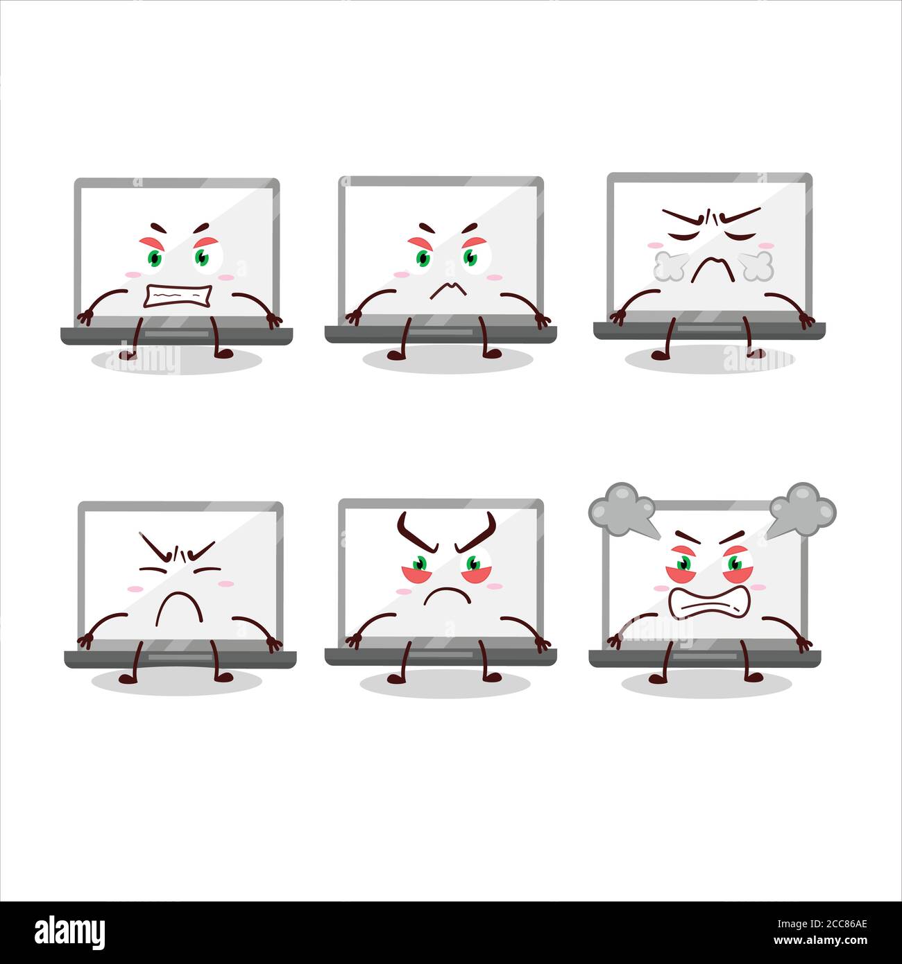 Laptop cartoon character with various angry expressions Stock Vector ...