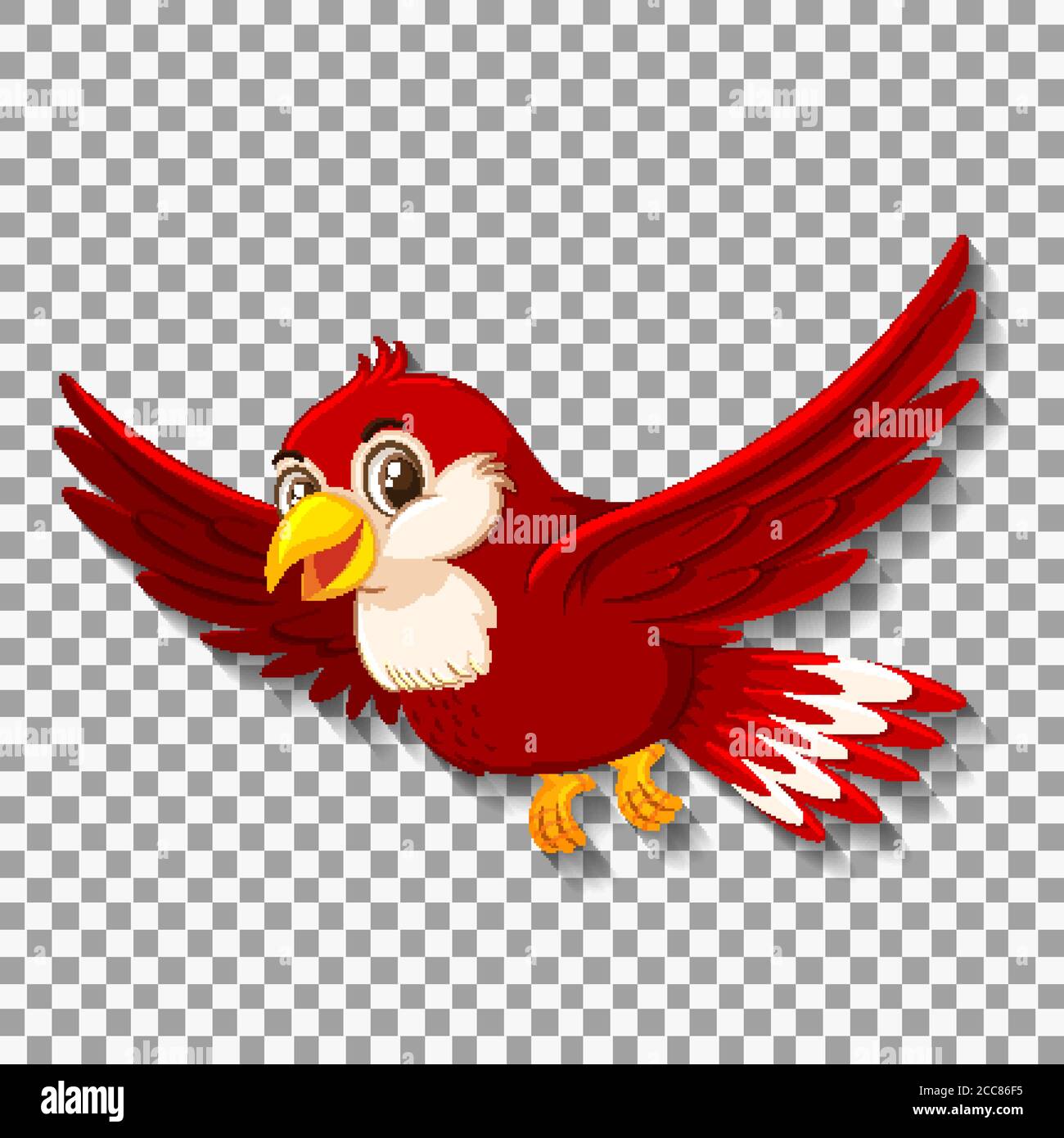 Cute red bird cartoon character illustration Stock Vector Image & Art ...