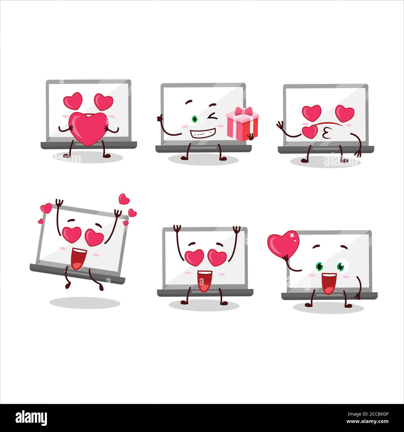 Laptop cartoon character with love cute emoticon Stock Vector Image ...