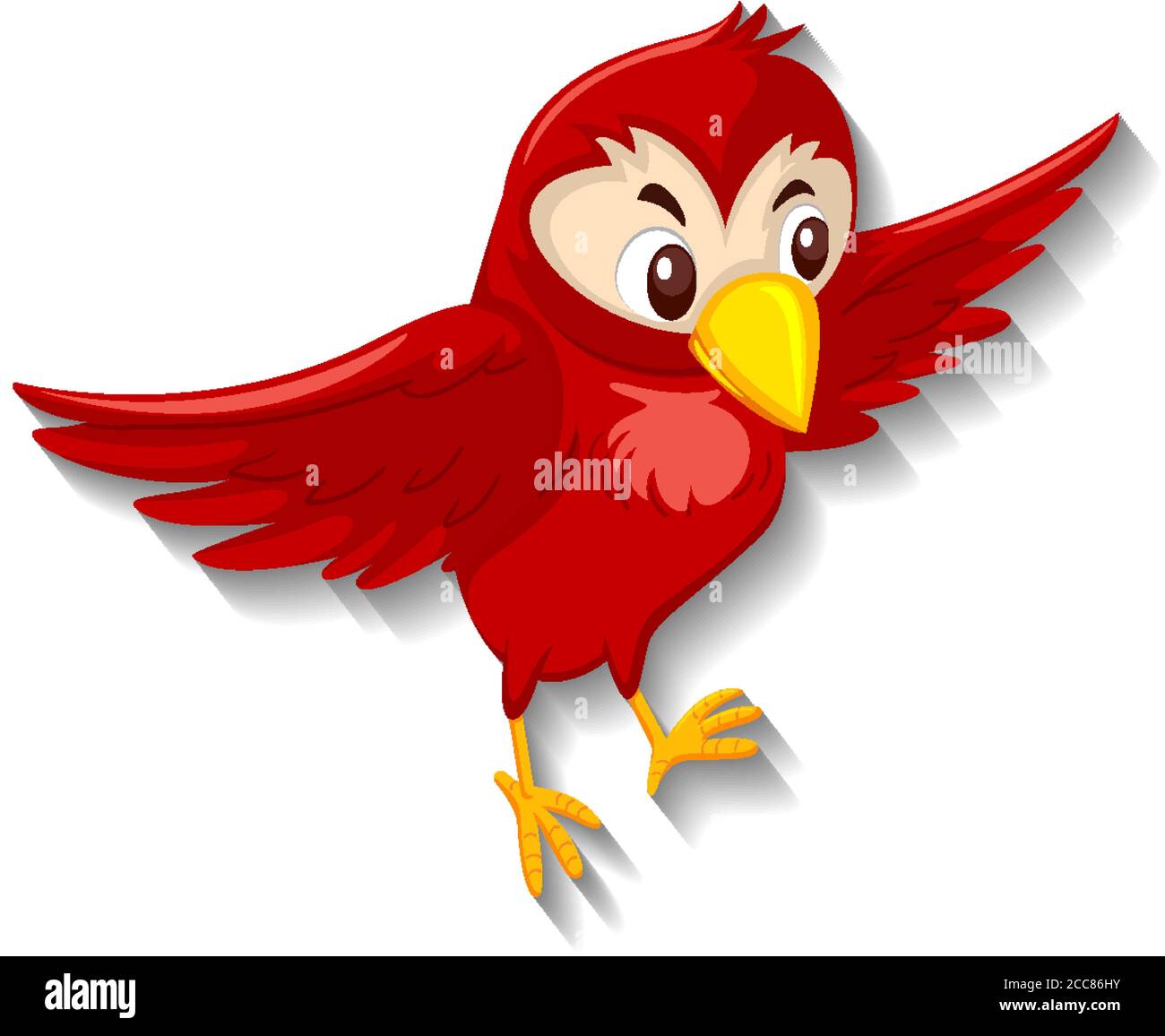Cute red bird cartoon character illustration Stock Vector Image & Art ...