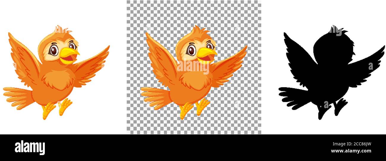 Cute orange bird cartoon character illustration Stock Vector Image ...