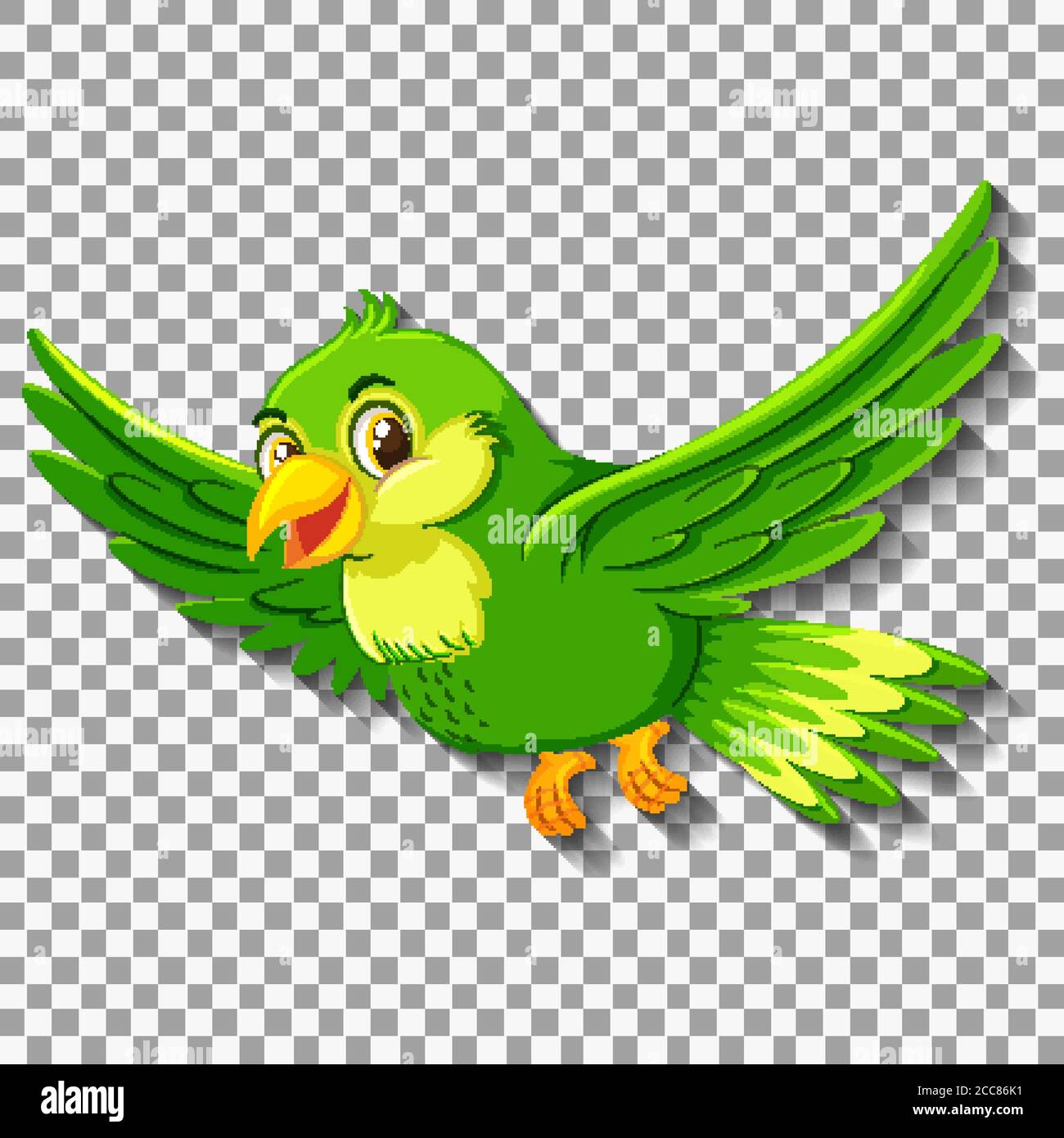 Cute green bird cartoon character illustration Stock Vector Image & Art ...