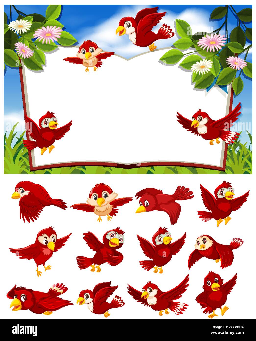 Set of red bird in nature illustration Stock Vector Image & Art - Alamy