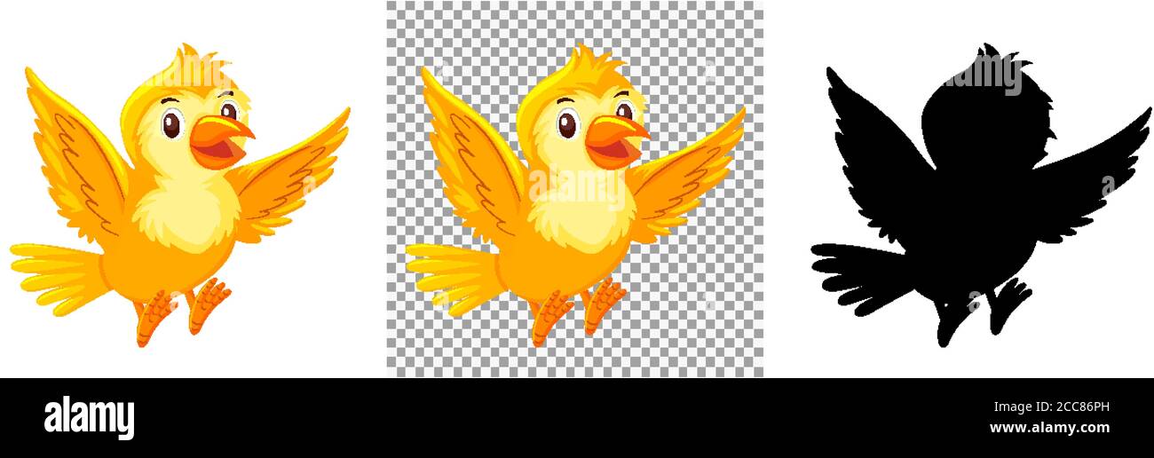 Cute yellow bird cartoon character illustration Stock Vector Image ...