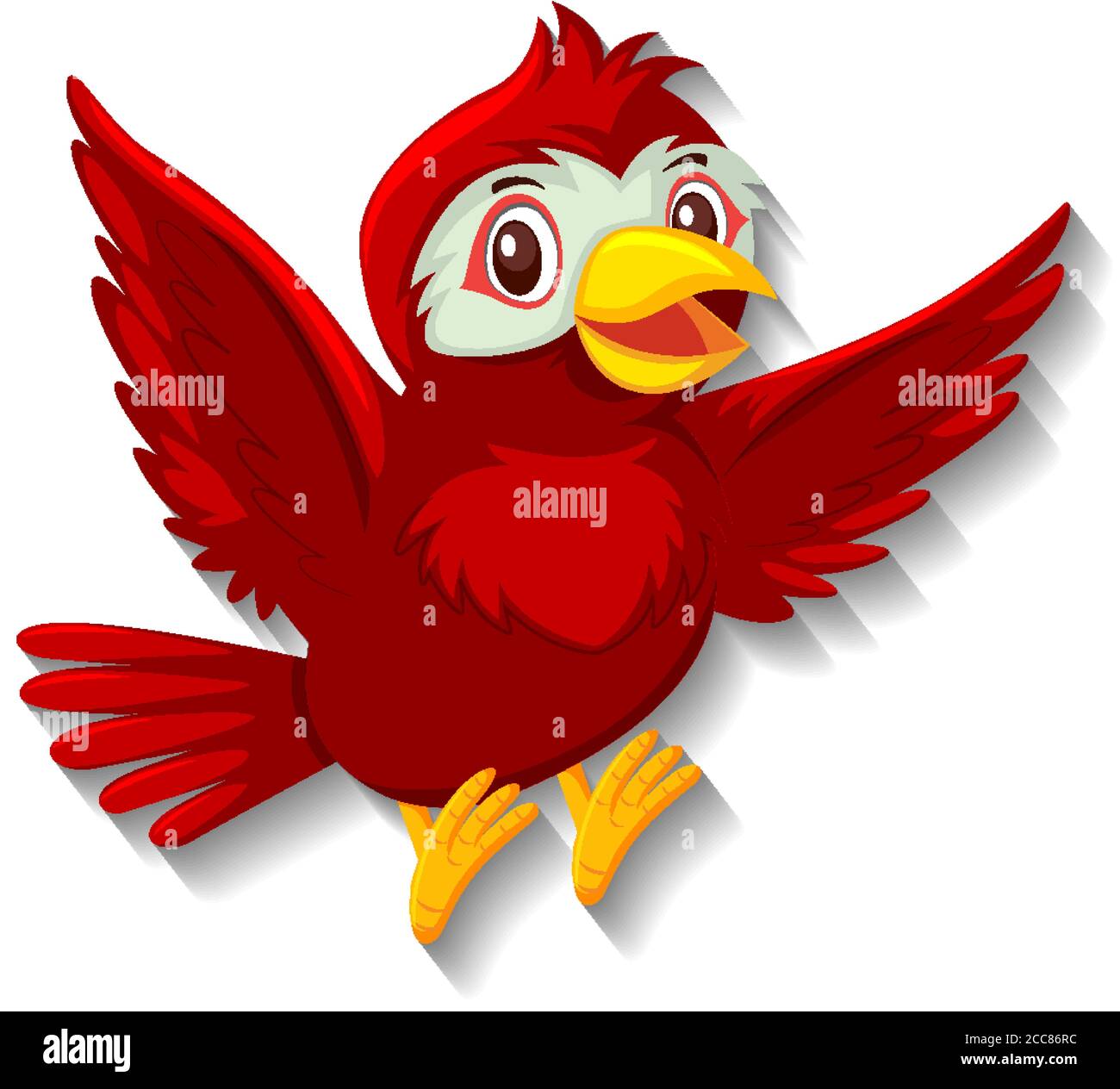 Cute red bird cartoon character illustration Stock Vector Image & Art ...