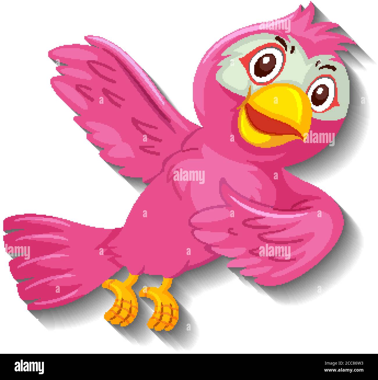 Cute pink bird cartoon character illustration Stock Vector Image & Art ...