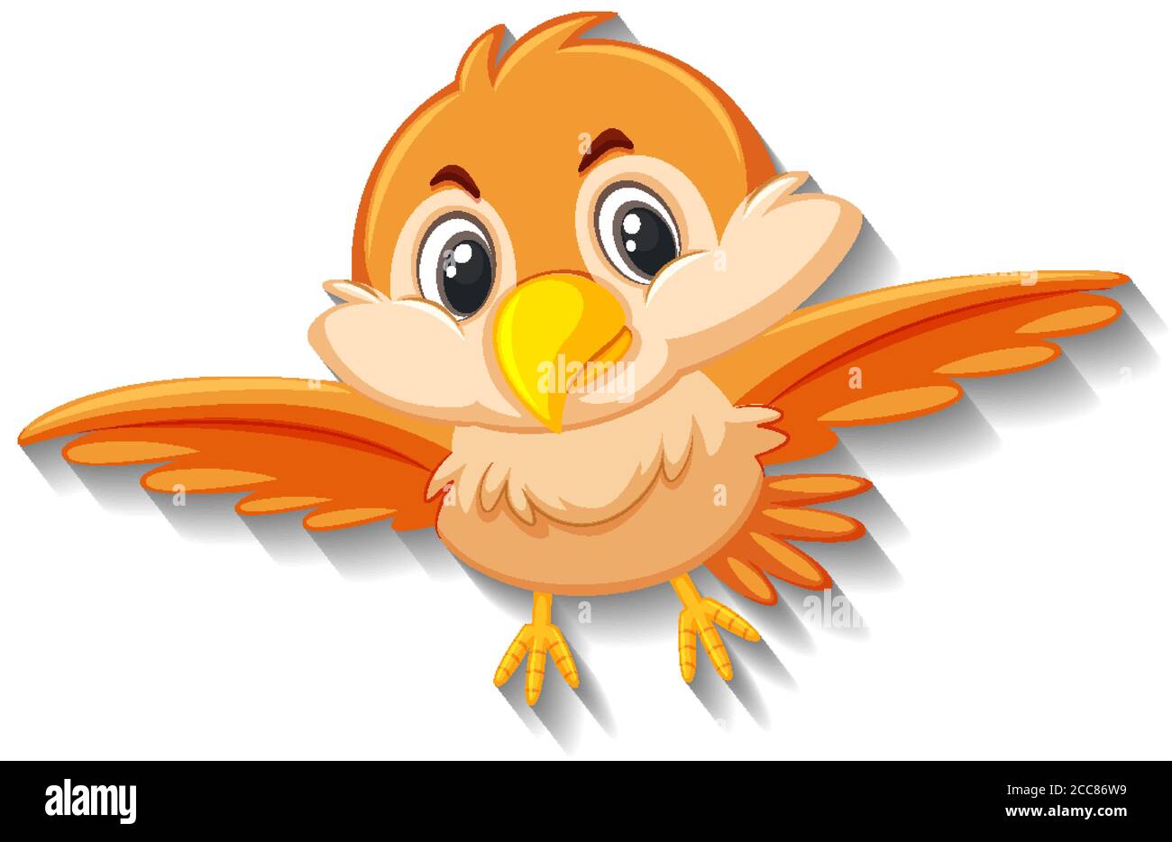 Cute orange bird cartoon character illustration Stock Vector Image ...