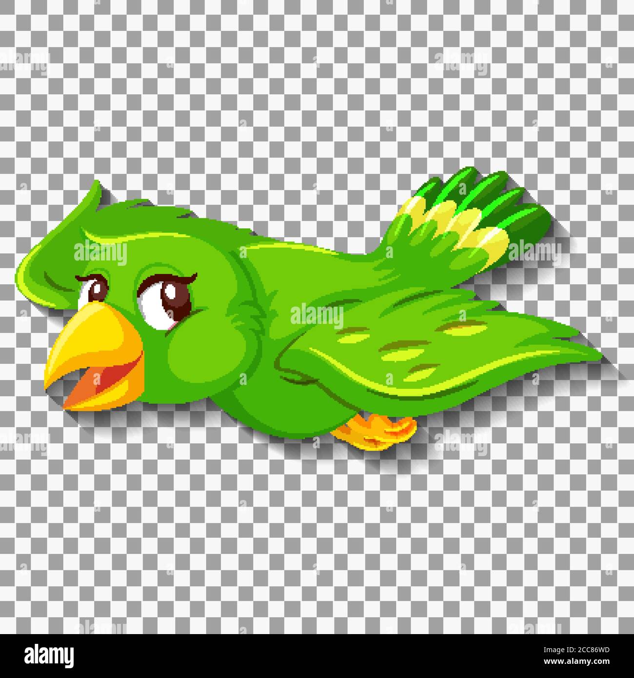 Cute green bird cartoon character illustration Stock Vector Image & Art ...