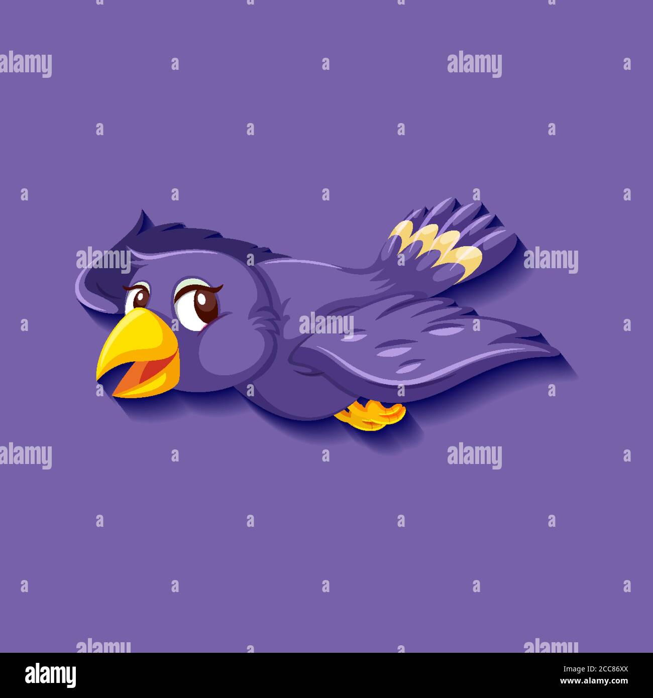 Cute purple bird cartoon character illustration Stock Vector Image ...