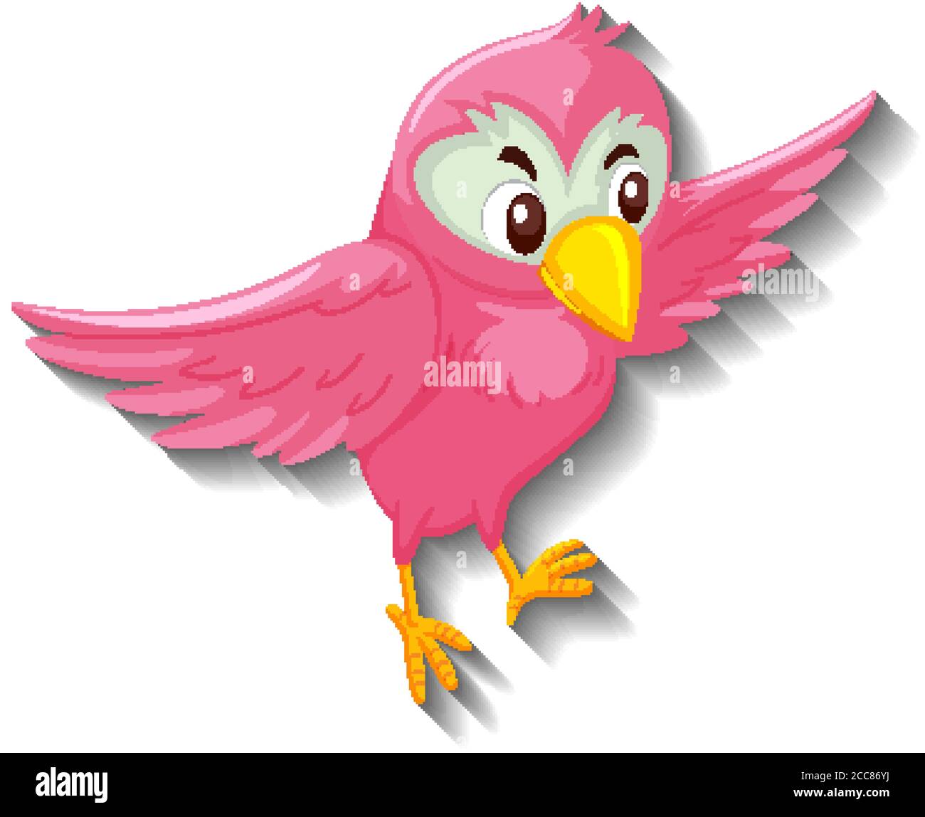 Cute pink bird cartoon character illustration Stock Vector Image & Art ...