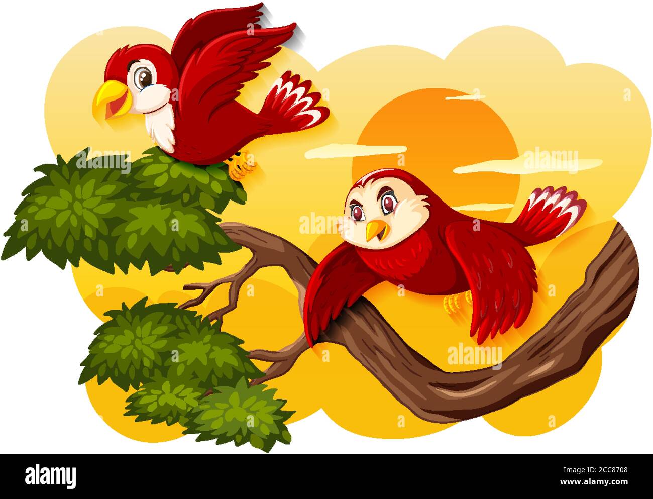 Bird in nature sunset scene illustration Stock Vector Image & Art - Alamy