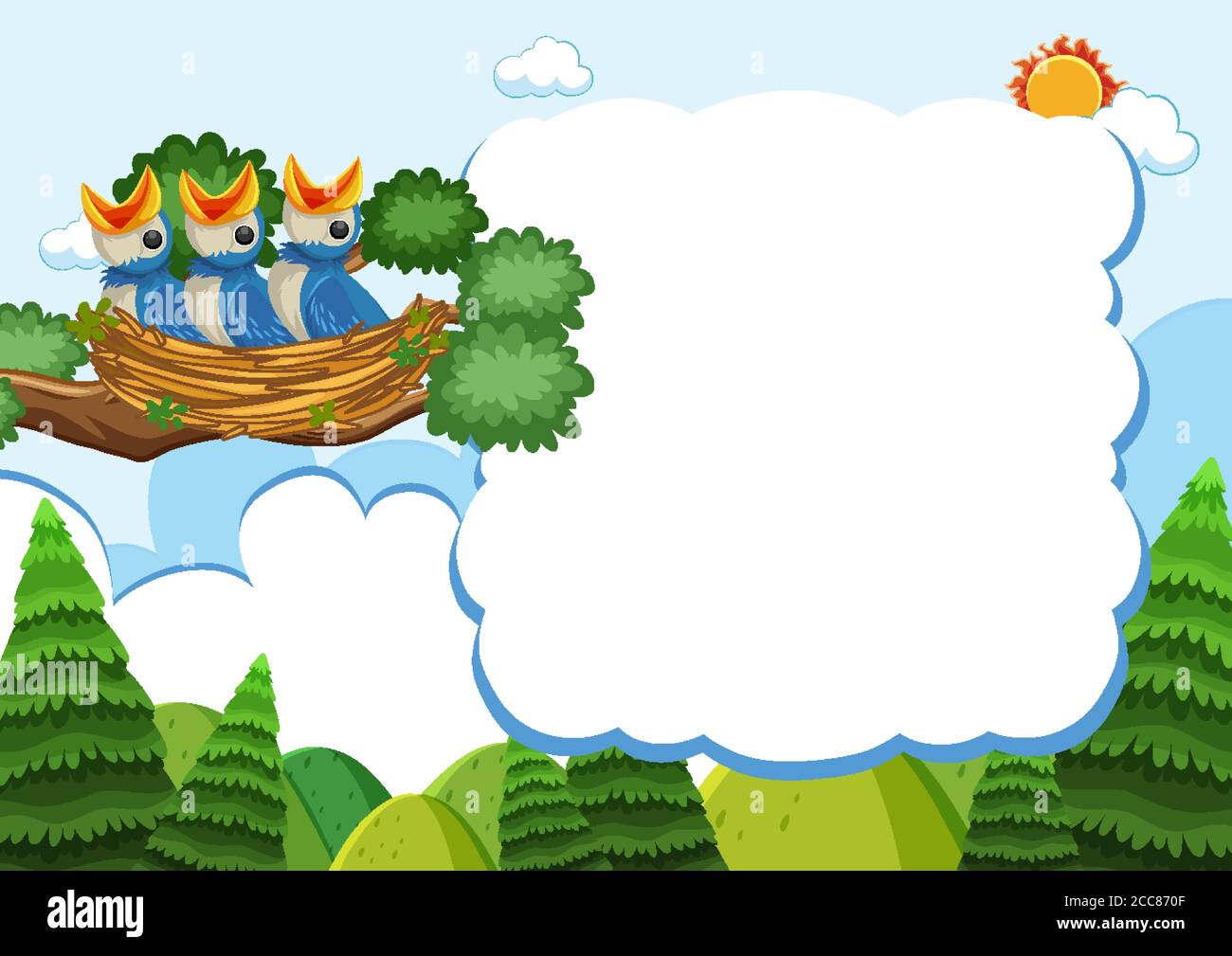 Bird and chicks banner template illustration Stock Vector Image & Art ...