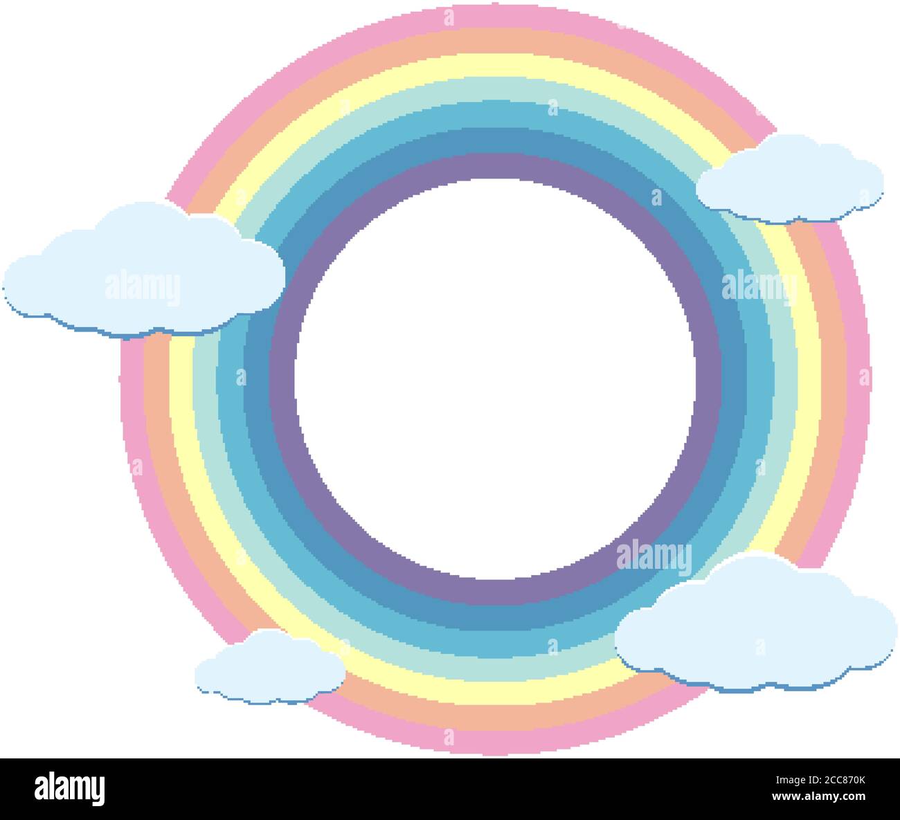 Rainbow round frame in pastel color with some cloud template ...