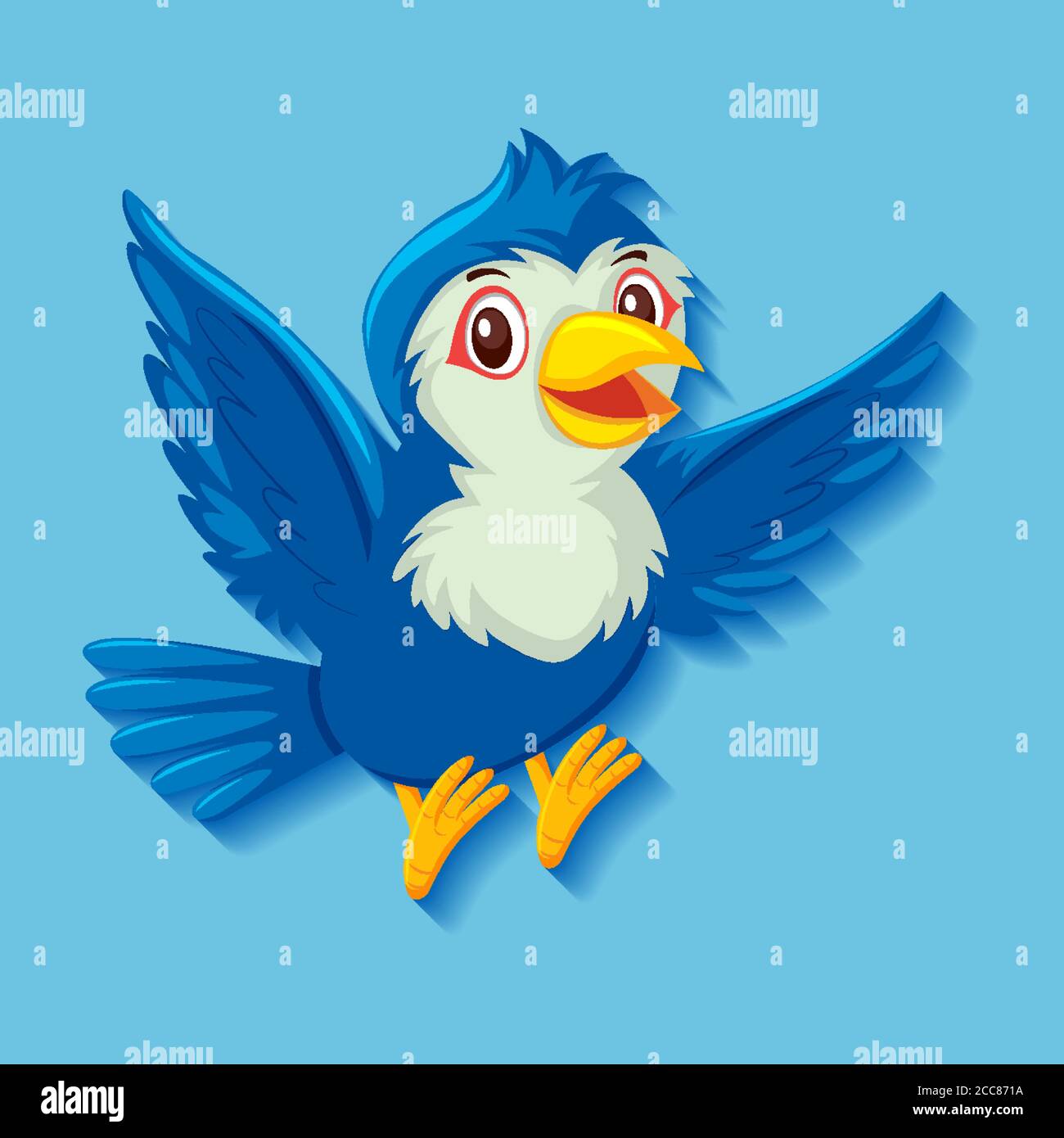 Cute blue bird cartoon character illustration Stock Vector Image & Art ...