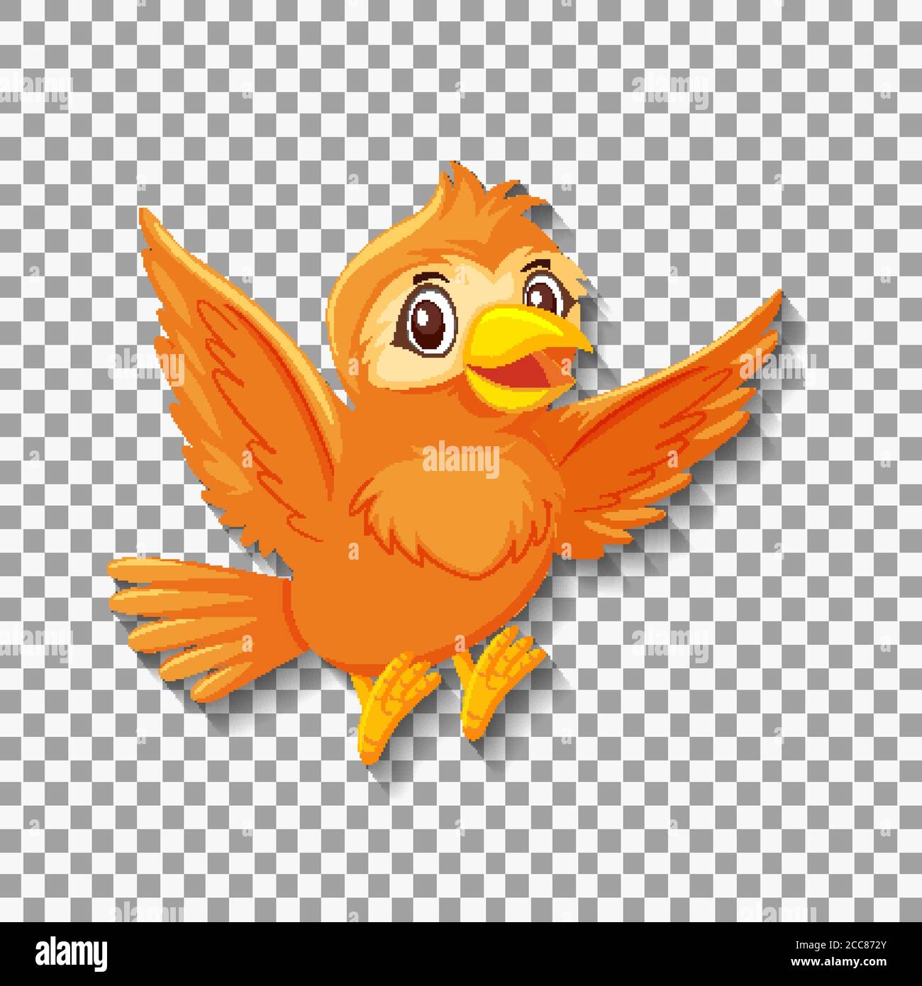 Cute orange bird cartoon character illustration Stock Vector Image ...