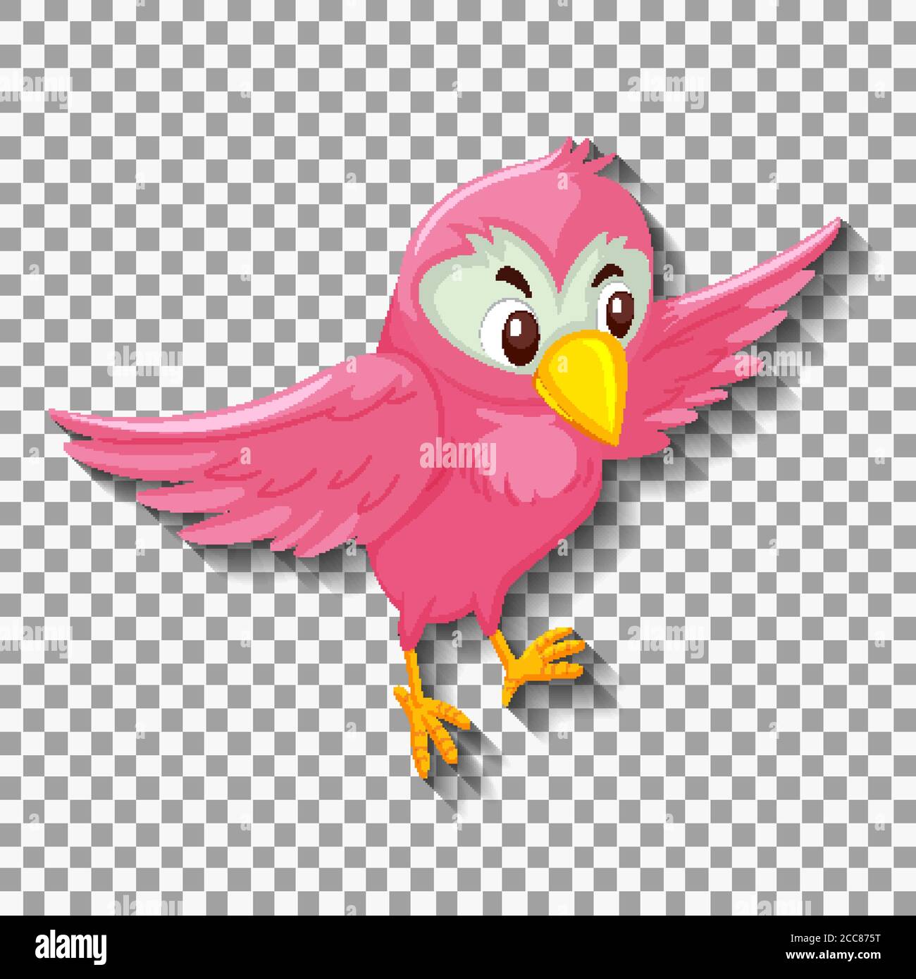 Cute pink bird cartoon character illustration Stock Vector Image & Art ...